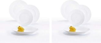 Luminarc Arc Harena Service de Table en Verre Opale Extra r&eacute;sistant pour 6 Personnes, 18 pi&egrave;ces, 100% hygi&eacute;nique, Blanc (Lot de 2)