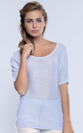 Passioni Kurzarmpullover mit leichten Rauten
