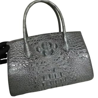 Generic Sac cabas classique pour femme en cuir de crocodile véritable, grand sac à main à poignée supérieure, sac fourre-tout pour femme en cuir dalligator, i