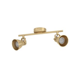 Eglo LED Deckenlampe Seras, Deckenleuchte mit 2 Spots, Spotbalken schwenkbar, Wohnzimmerlampe aus Stahl in Messing-geb&uuml;rstet und gold, Deckenspots mit GU10