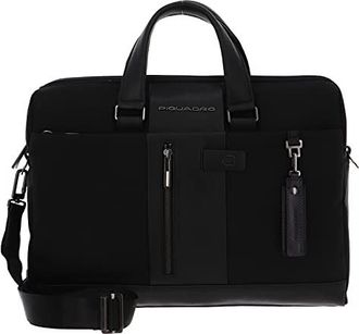 Piquadro Sac à ordinateur 15,6 en tissu recyclé Homme cuir et tissu noir