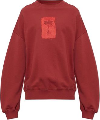 Palm Angels Baumwoll-Sweatshirt mit Print - - Sweatshirts & Hoodies - Herren - Rot - XL