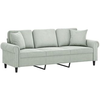 vidaXL vidaXL 3-Sitzer-Sofa mit Zierkissen Hellgrau 180 cm Samt