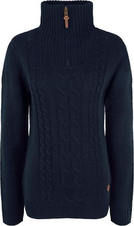 Oxmo OXCarry Damen Strickpullover Troyer Grobstrick Pullover mit Troyerkragen Rippbündchen Label-Details Regular fit, Größe:XXL, Farbe:Insignia B (791991)