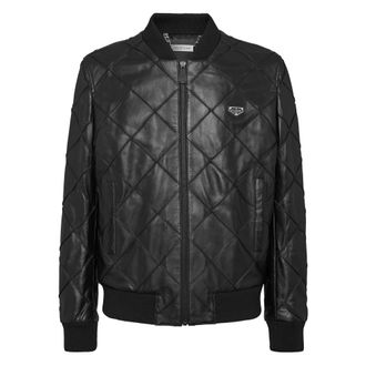 Philipp Plein Leather Bomber LS - - Jackets - Herren - Schwarzk - S