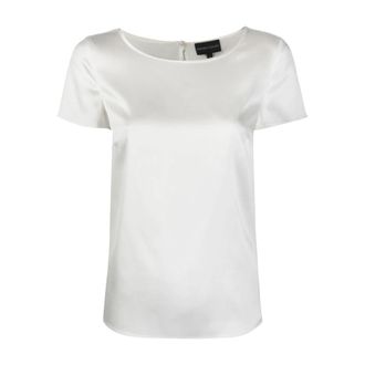 Emporio Armani Kurz&auml;rmelige Bluse aus Seidenmischung - - Tops - Damen - Wei&szlig; - L