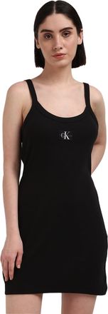 Calvin Klein Jeans Damen Kleid Tank Dress Sommer, Schwarz (Ck Black), M