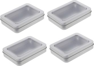 Holibanna 4 Stück USB Stick Aufbewahrungsbox Aus Mattiertem Weißblech Mit Transparentem Fenster Desktop Organizer Geschlossenes Deckel Design Für USB Sticks Sch