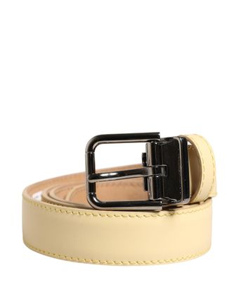 Dolce & Gabbana Men Yellow Classic Leather Metal Buckle Belt Calf