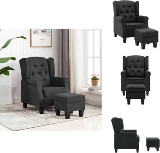 vidaXL Sessel mit Fußhocker Dunkelgrau Stoff - Sitzsack - Lounge Chair - Gemütlicher Sessel - Sofa Set - Wohnzimmer Dekoration