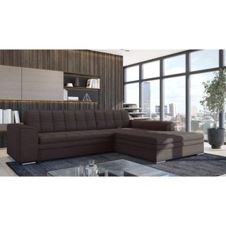 Fun M&ouml;bel Ecksofa Schlafsofa Sofa LUSAKA in Stoff Lincoln Schokobraun Ottomane Rechts