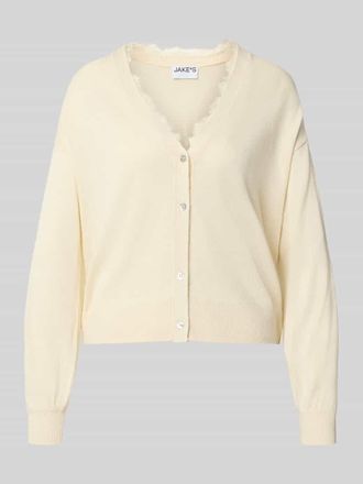 Jake*s Casual Boxy Fit Strickjacke mit Leinen-Anteil