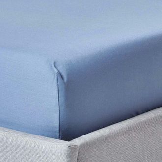 Homescapes Homescapes - Extra hohes Luxus Spannbettlaken 150x200 cm blau Satin-Spannbetttuch 100% &auml;gyptische Baumwolle Bettlaken mit Gummizug Fadendichte 1000