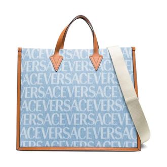 Versace Blaue Logo Print Tote Tasche - - Bags - Herren - Blau - ONE SIZE