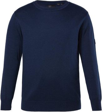 JP1880 Rundhalspullover Pullover leichter Feinstrick Badge
