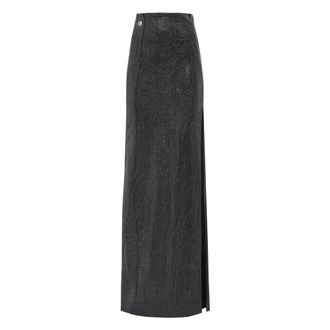 Philipp Plein Femme, Jupes, Gris, Taille: 38 FR Long Skirt Crystal