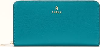 Furla Camelia Zip-around-portemonnaie Xl Amatore Blue Strukturiertes Leder Damen