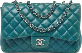 Chanel sac port&eacute; &eacute;paule Jumbo Classic Double Flap - Vert