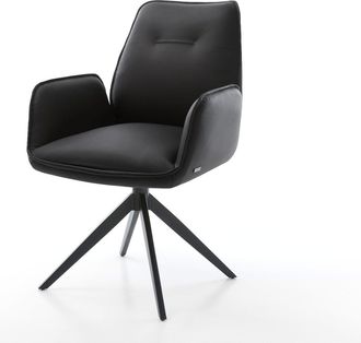 DELIFE Esszimmerstuhl Zoa-Flex Echt-Leder Schwarz Kreuzgestell breit Schwarz Taschenfederkern, Esszimmerstühle