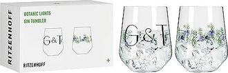 Ritzenhoff 3891001 Gin-Glas 700 ml - 2er-Set - Serie Botanic Lights - 2 Tumbler mit Motiv und Spruch - Made in Germany, Schwarz, Lila, Grün