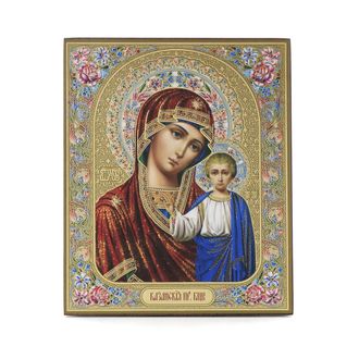 NKlaus Gottesmutter Von Kazan Holz Ikone 10x12cm christlich orthodox 11375
