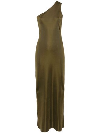 Saint Laurent Asymmetrisches Maxikleid - Gr&uuml;n