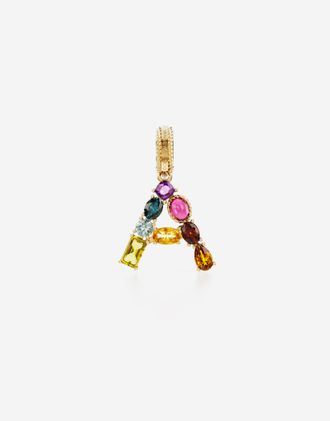 Dolce & Gabbana Charm A Lettering 18-karätiges Gelbgold Und Mehrfarbige Edelsteine - Frau Charms Gold Onesize