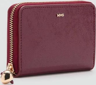 Mango Portefeuille moyen avec mini perles bordeaux - Femme - Taille unique - MANGO