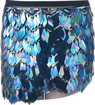 Generic Jupe Patineuse Taille Haute Paillette Longues De Orange Violette Boutonnée Volant Vert Imprimée Habillées Soleil Espagnole Patchwork Côté Large Émerau