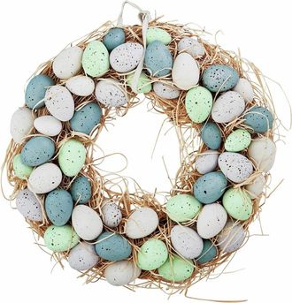 Loberon Kranz Pinehurst, von Hand bemalt, zarte Farbwahl, Osterkranz, Osterdeko, Ostern, Osterfest, Wohn-Accessoire, Bambus, Kunststoff, Schaumstoff, bunt