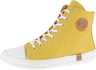 Andrea Conti Damen Stiefelette High Top Sneaker Boot Coole Applikationen 0025902, Gr&ouml;&szlig;e:37 EU, Farbe:Gelb