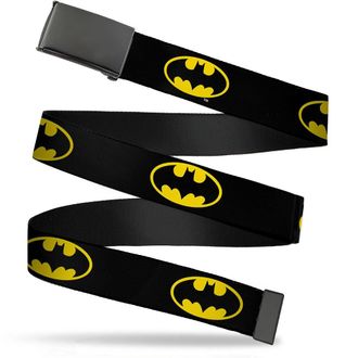 Buckle Down Web Batman-G&uuml;rtel, 3,2 cm, Batman-Schild, Schwarz/Gelb, 3,2 cm breit, passend f&uuml;r Hosen bis zu 42