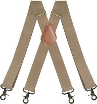 Generic Bretelles vintage pour homme - Grande taille - 3,5 cm de large - En forme de X - 4 mousquetons - R&eacute;glable - &Eacute;lastique, beige, taille unique
