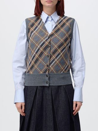 Tela Gilet en maille de laine m&eacute;lang&eacute;e &agrave; motif losanges et col en V