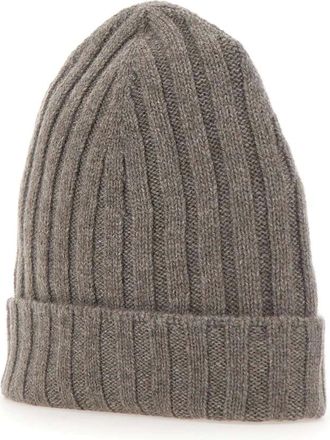 Gran Sasso Homme, Accessoires, Brun, Taille: 50 CM Bonnet côtelé en cachemire