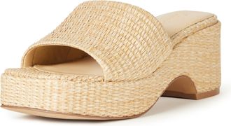 The Drop Pantolette für Damen, Bertina Plateau, Raffiabast Natur, 38,5 EU