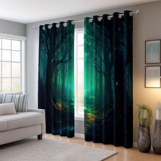 Generic Vorh&auml;nge Fantasy Dunkler Dschungel Muster Verdunkelungsvorh&auml;nge, Vorhang Blickdicht mit &Ouml;sen Gardinen Wohnzimmer Schlafzimmer Kinderzimmer Dekoration 