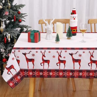 Caromio Tischdecke Weihnachten Abwaschbare Tischdecke Wasserabweisend Fleckschutz Tischtuch für Küche Esszimmer Tischdecke Weihnachtendeko Tischwäsche,Eckig 1