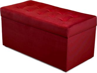 MG Design Polsterhocker 45 x 90 cm Rot mit großem Stauraum (ca. 100 L), bis 300 kg belastbar, weich mit dezentem Schimmer, pflegeleicht - Wohnbereich, Schlafrau