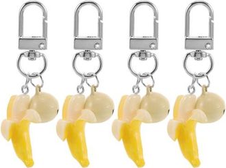 IFUNDOM 4 Pi&egrave;ces Porte-cl&eacute;s Banane Mignon Pendentif Fruit Amusant D&eacute;coration de Sac Banane Breloque pour Cl&eacute; de Voiture Accessoire de Sac &agrave; Main Lot de Porte-