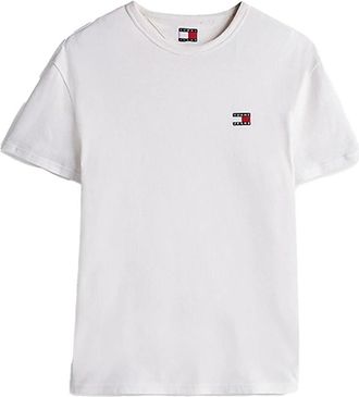Tommy Jeans Wei&szlig;e Baumwoll-T-Shirt Regular Fit - - Tops - Herren - Wei&szlig; - M