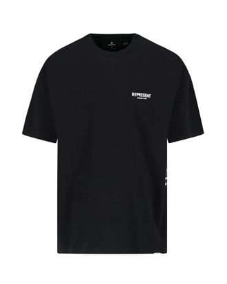 Represent Logo-Embroidered T-Shirt - Black