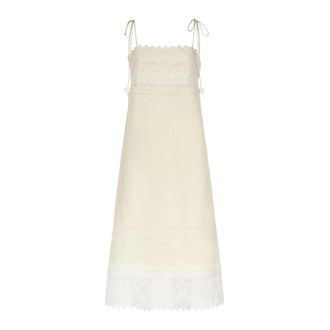 Valentino Garavani Besticktes Leinen-Midikleid - - Dresses - Damen - Beige - XS