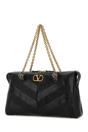 Valentino Garavani Womens Black Leather Panthea Shopping Bag Nero Borse A Mano