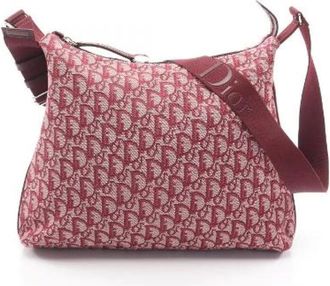 Dior Sac bandouli&egrave;re Trotter en toile et cuir Pre-owned - Femme - Pre-owned - Rouge - Taille: ONE Size