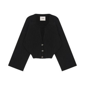 &Aacute;eron Morrow Cropped Cardigan - - Knitwear - Damen - Schwarzk - XS