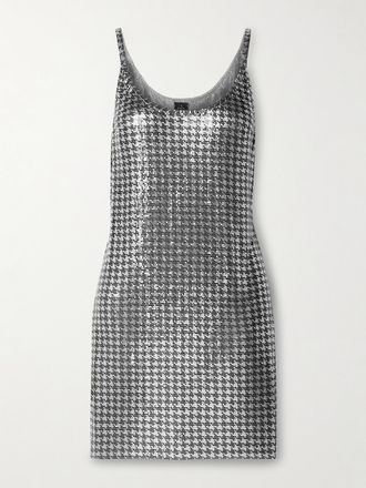 Paco Rabanne Minikleid Aus Metall-mesh Mit Hahnentrittmuster - Silber