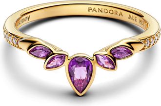 Pandora Disney Die Eiskönigin Anna Diadem-Ring mit 14K vergoldeter Metalllegierung und Zirkonia, Größe: 56, 164135C01-56