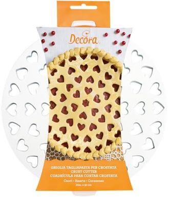 Decora Gitter Ausstecher Herzen, Kunststoff, weiß, 30 cm Kuchen