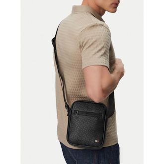Tommy Hilfiger Umh&auml;ngetasche Tommy Hilfiger Th Embossed Flag Mini Reporter AM0AM14193 Schwarz